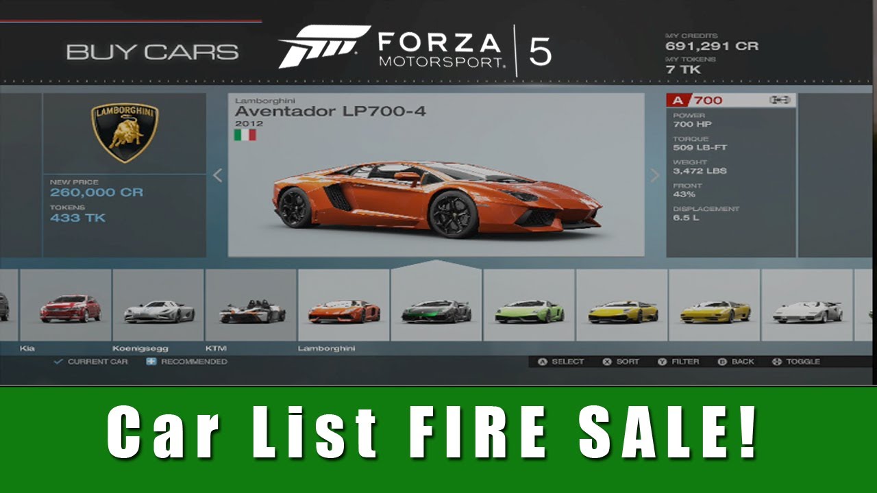 Forza Motorsport 5 Car List