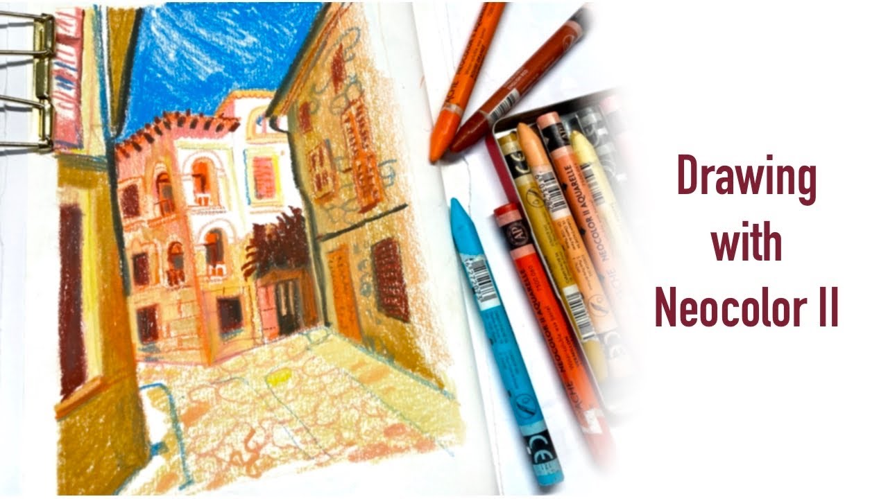 Drawing Mallorca with Neocolor II - YouTube