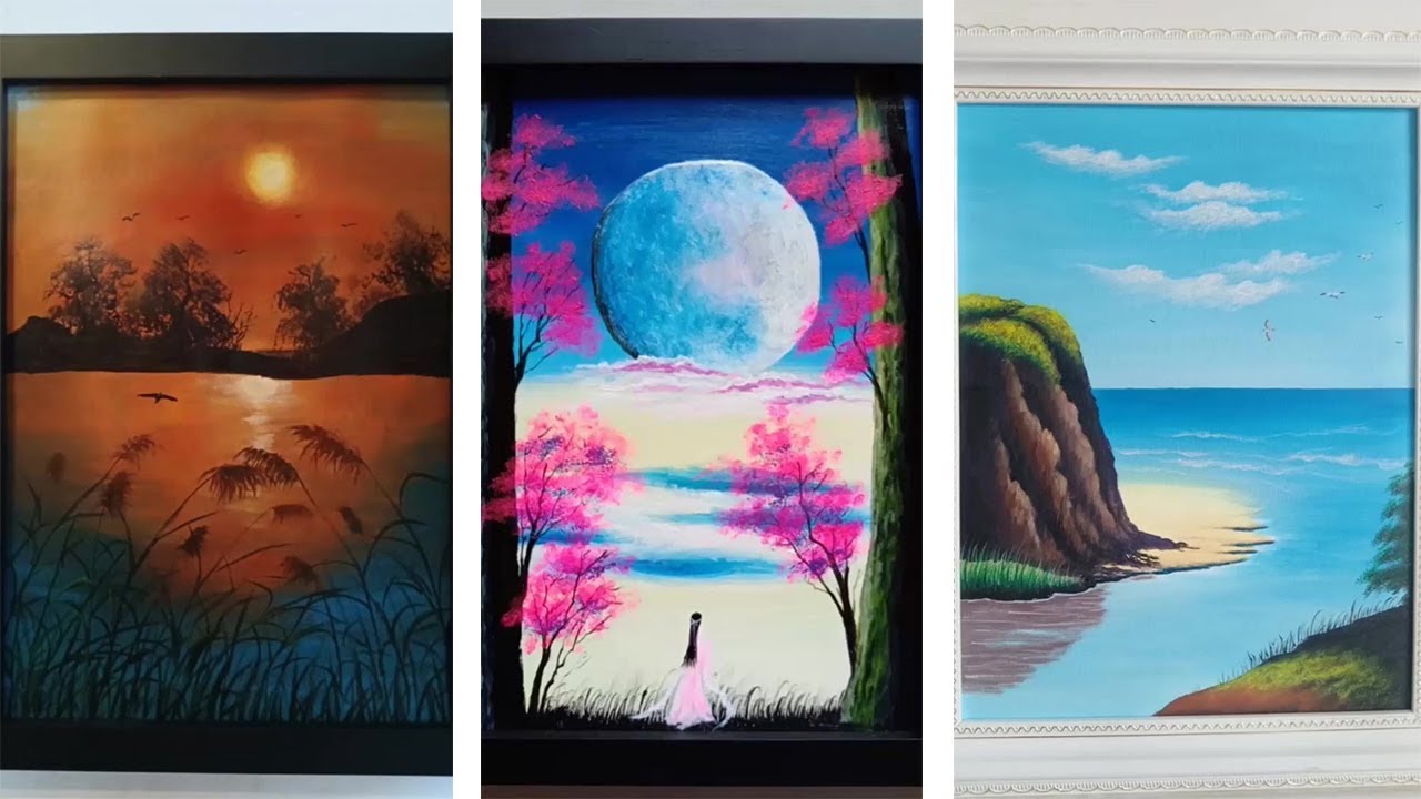10 Beautiful Acrylic Landscape Paintings - YouTube