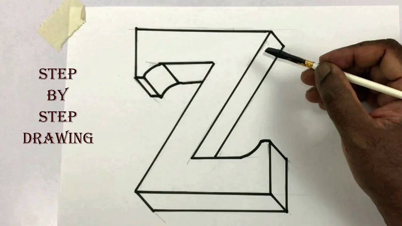 3d letter z drawing - 3d letter art drawing - alphabet drawing - how to ...