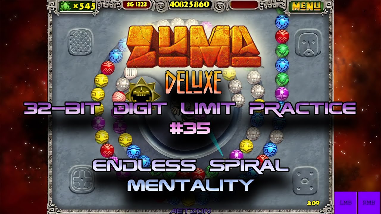 Zuma Deluxe | 32-Bit Digit Limit Practice #035 - Endless Spiral Mentality - YouTube