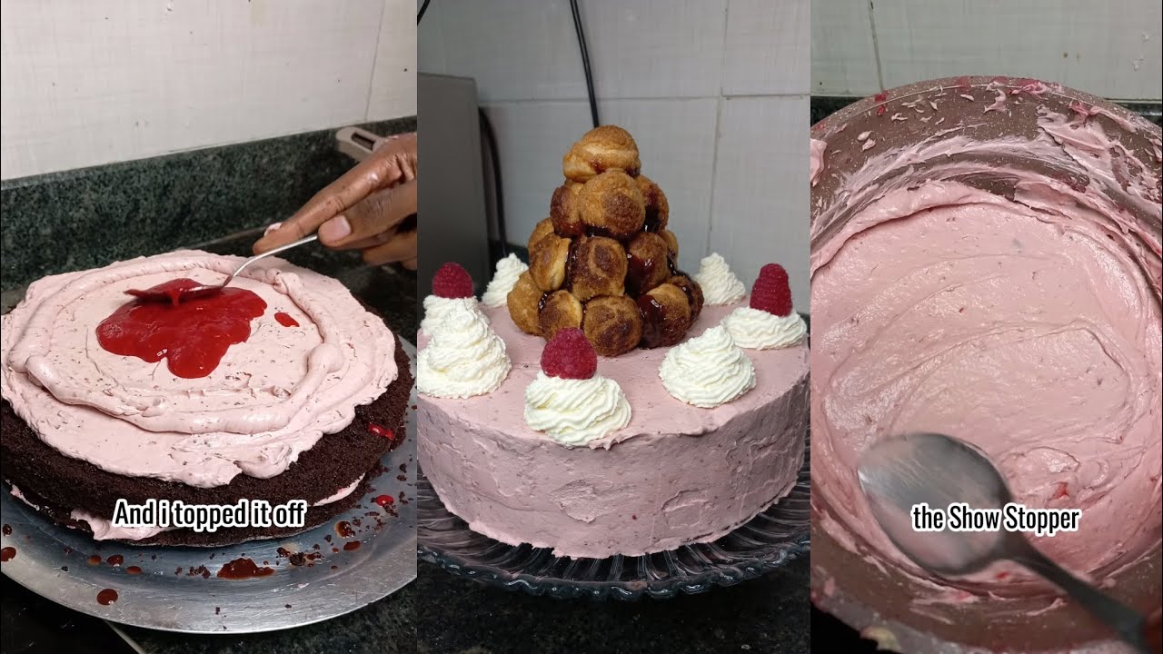 Chocolate Raspberry Cake with German Buttercream and a Croquembouche ...