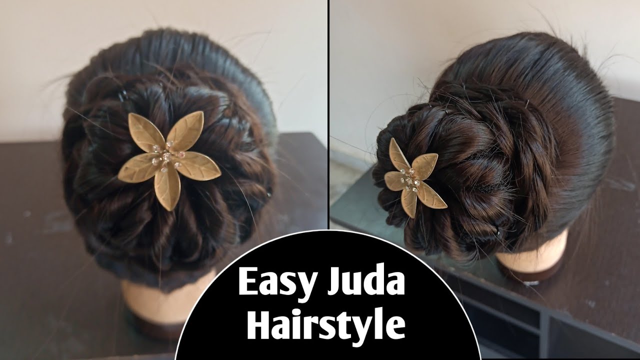 Easy & Simple Juda/Bun Hairstyle For Weddings And partys |Easy & Quick ...
