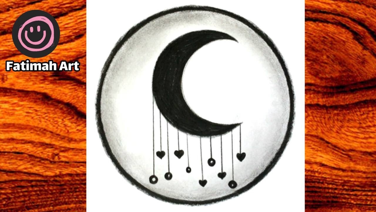 How to draw a beautiful moon very easy || Fatimah Art Drawing #moon ...