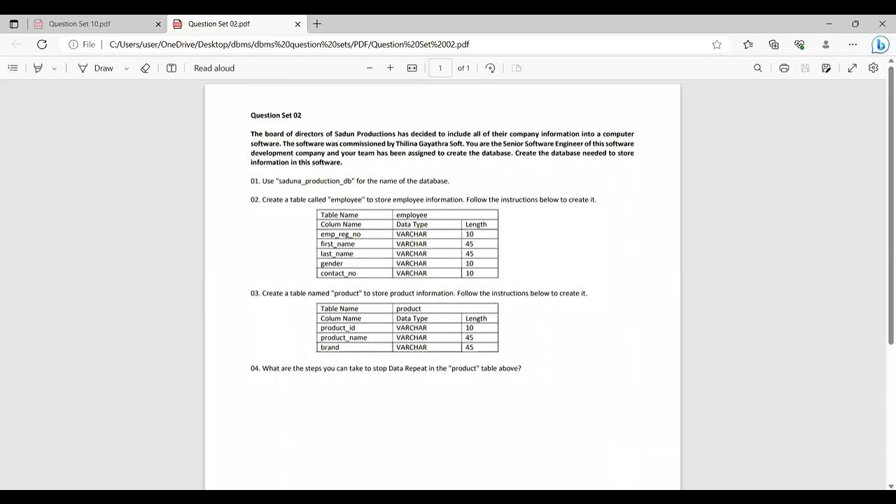 Data Base Task 02 How To Create Tables 1st Year Java Institute Sanuth Nicholas Youtube