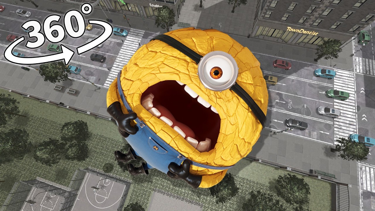 Mega Minions Jerry appear in the city! 360˚ VR - YouTube