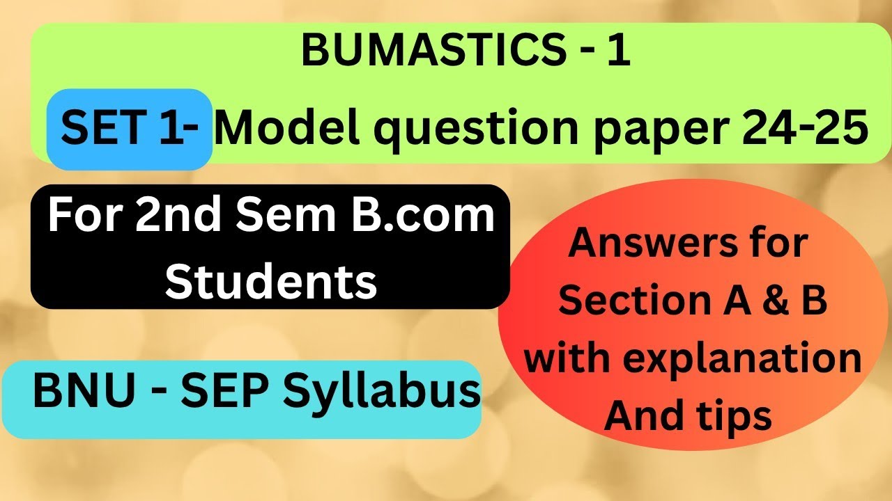 Bumastics - 1 answers of model question paper 24-25 Set 1 | section A ...