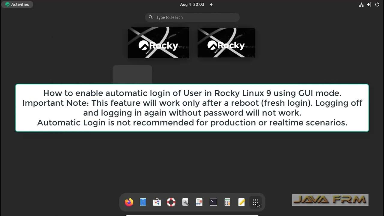 How to enable automatic login to user in Rocky Linux 9 - YouTube