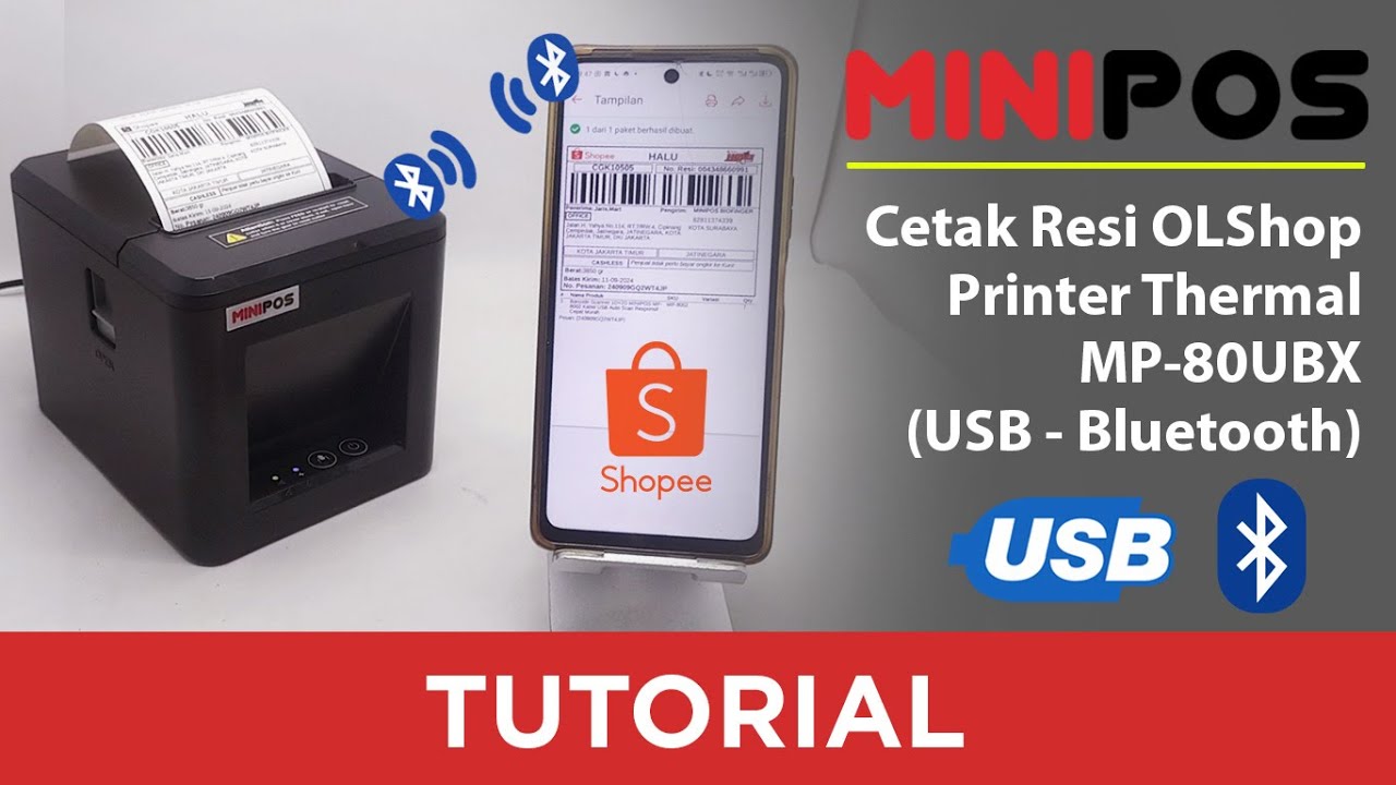 Cara Cetak Resi Online Shop Shopee Pada Printer MiniPOS MP-80UBX - YouTube