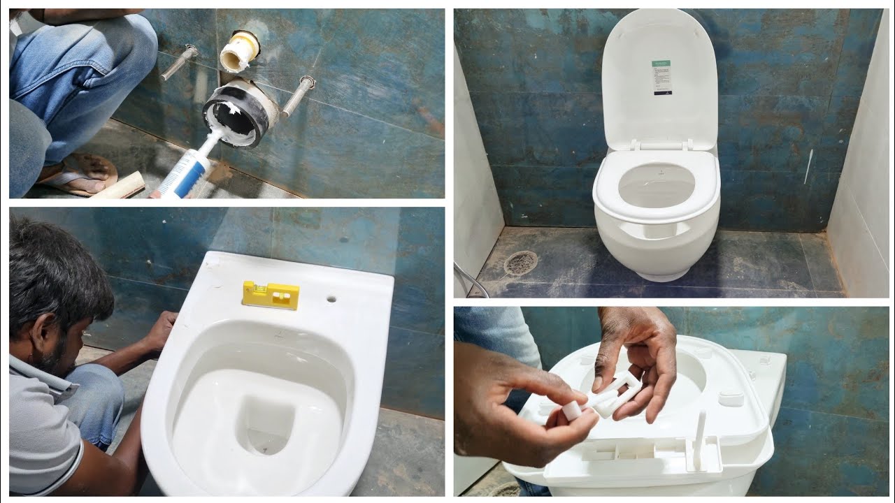new western toilet fitting| wall hung commode toilet fitting - YouTube