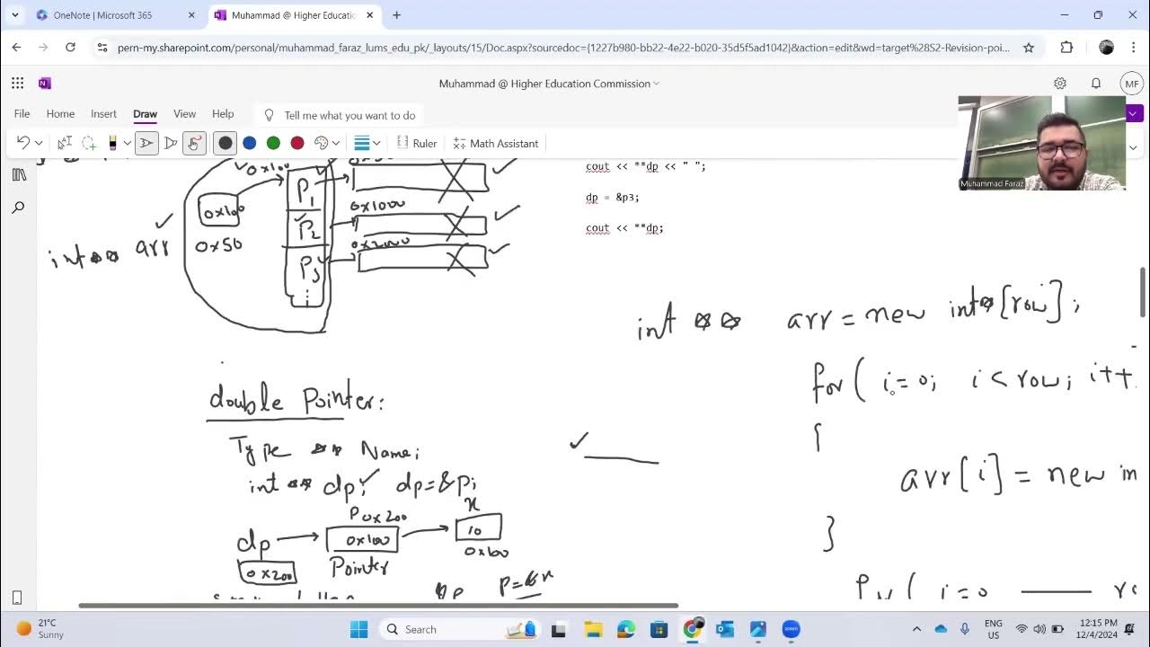 Pointer | Double Pointer | 2D Dynamic Array in C++ | Revision | LUMS ...