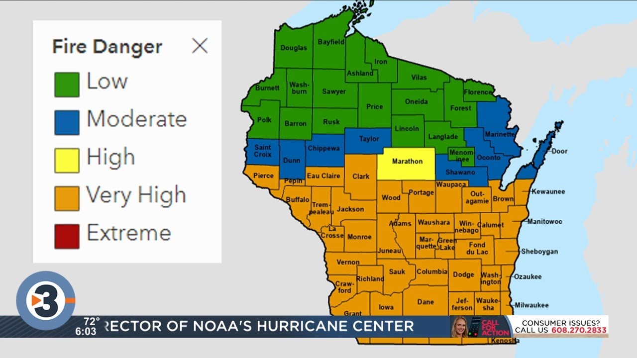 Southern half of Wisconsin under very high fire danger - YouTube