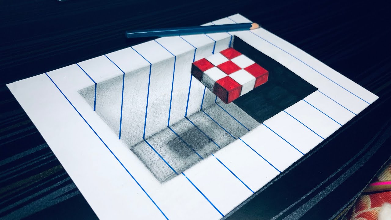 3D Drawing On Paper Step By Step || Anamorphic illusion || 3D drawing ...