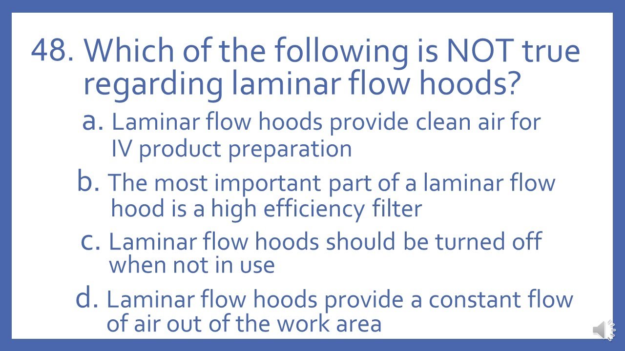 PTCB PTCE Practice Test Question 48 - Laminar Flow Hood (Pharmacy ...