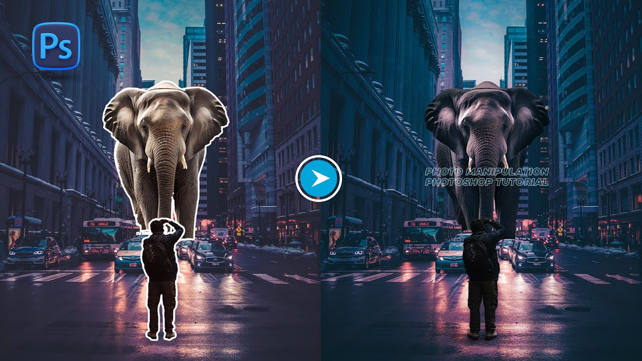 How to Create Big Elephant Effect Photo Manipulation Photoshop Tutorial ...