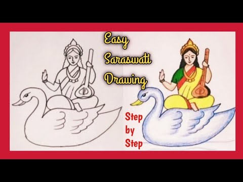 How To Draw Saraswati Devi Easily Step by Step 🌷 Saraswati Devi Drawing ...