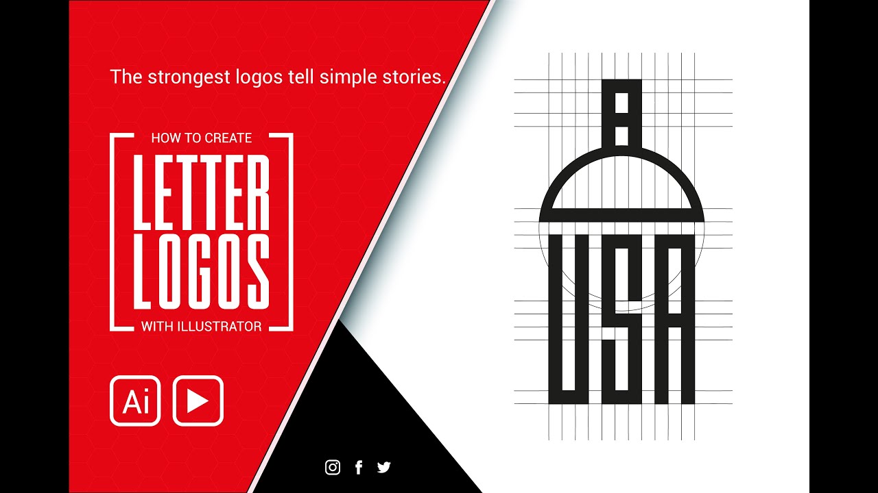 Design A Grid Logo In Minutes | Usa Letter Grid Logo Tutorial - YouTube