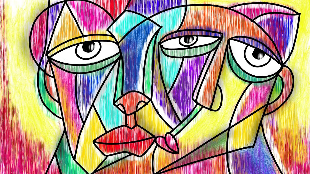 Cubism art lesson step by step | Cubism Abstract portrait faces | Face ...