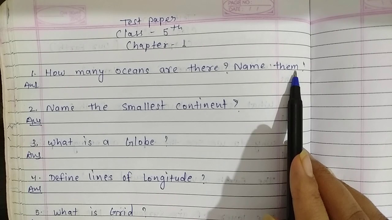 Class 5th chapter 1 Around the globe (Test Questions) Social studies ...