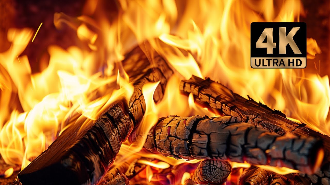 🔥 Fireplace 4K Ultra HD. 12 Hours Crackling Fire Sounds. Autumn ...