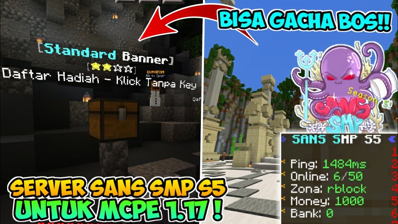 SERVER SANS SMP S5 Di MCPE!! JOIN GRATIS! BISA GACHA 😱 - YouTube