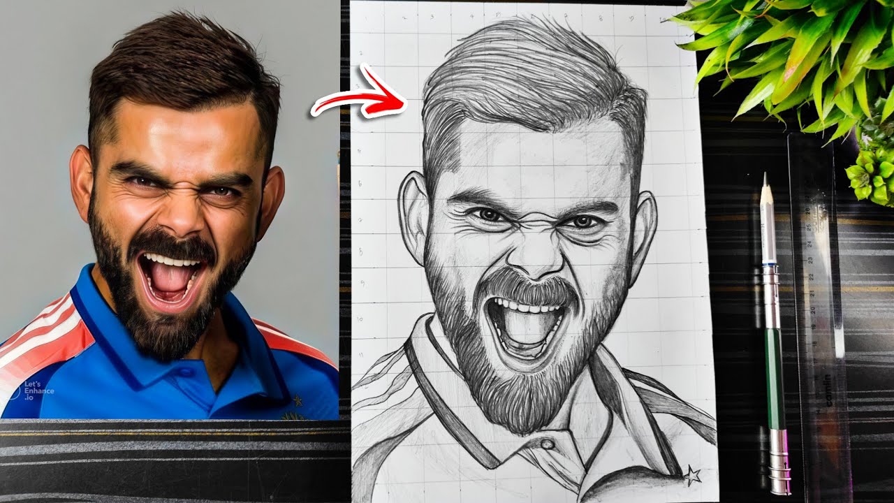 Virat kohli Drawing, How To Draw Virat Kohli Pencil Sketch, विराट कोहली ...