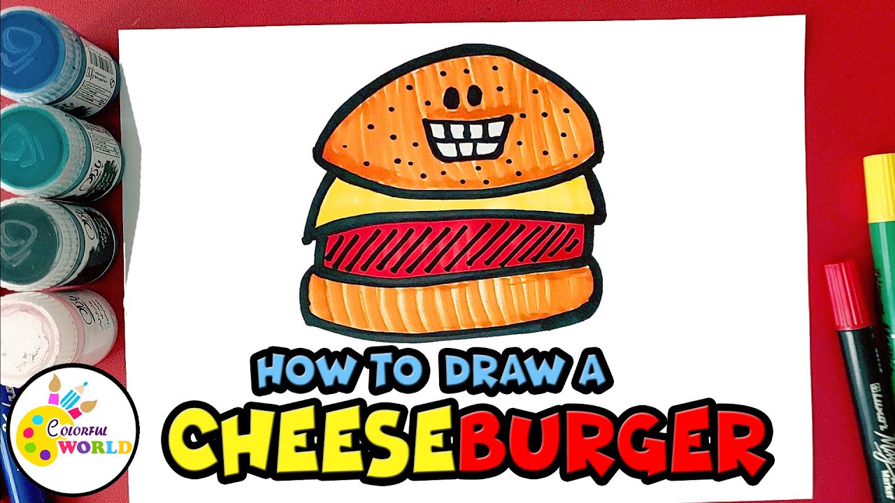 How To Draw A Cheeseburger Cute And simple - YouTube