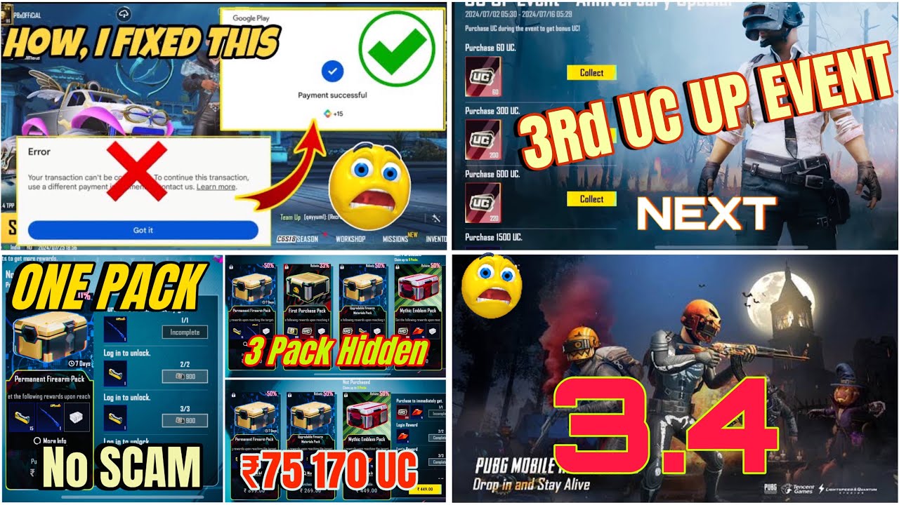 🛑 PUBG & BGMI NEXT UC UP || UC PURCHASE ERORR BGMi || BGMi GROWTH PACK ...