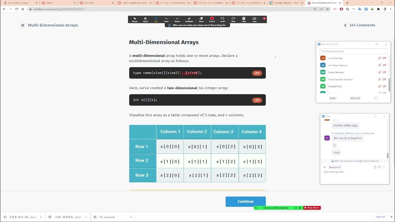 Multiple Dimensional Array, from Sololearn - YouTube