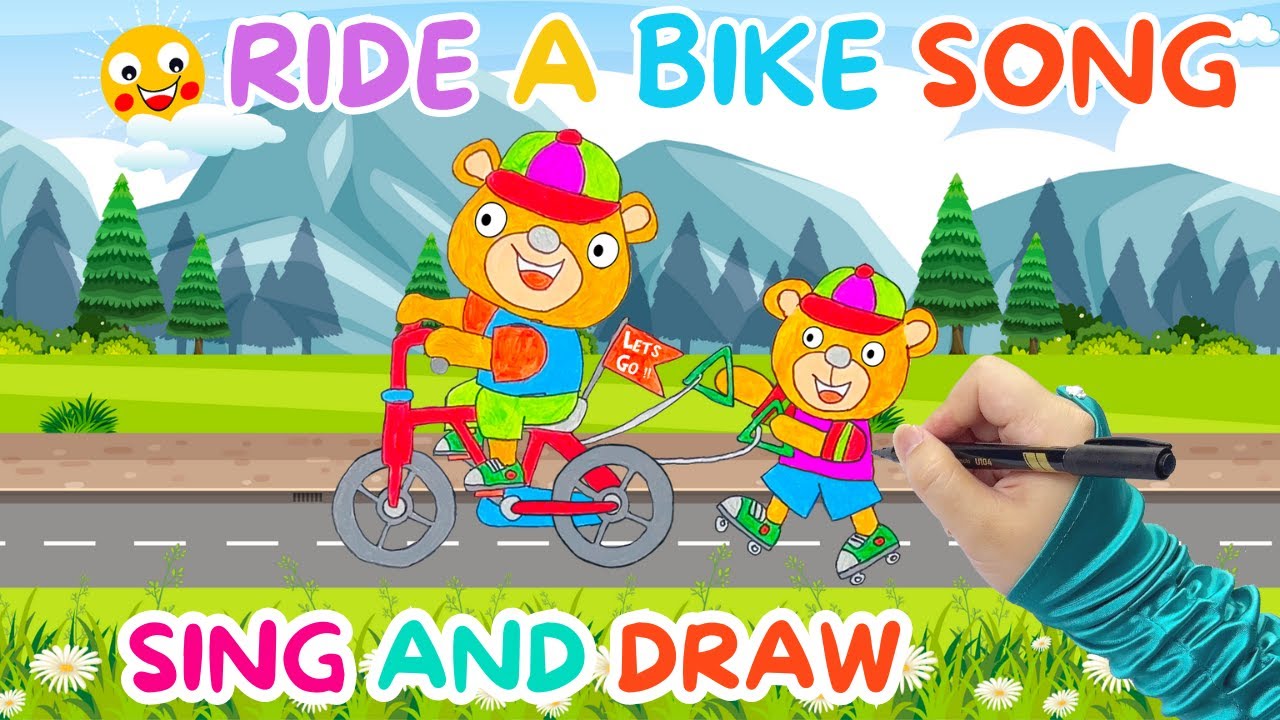 Ride A Bike Song | Sing and Drawing, Coloring for Kids & Toddlers | New ...