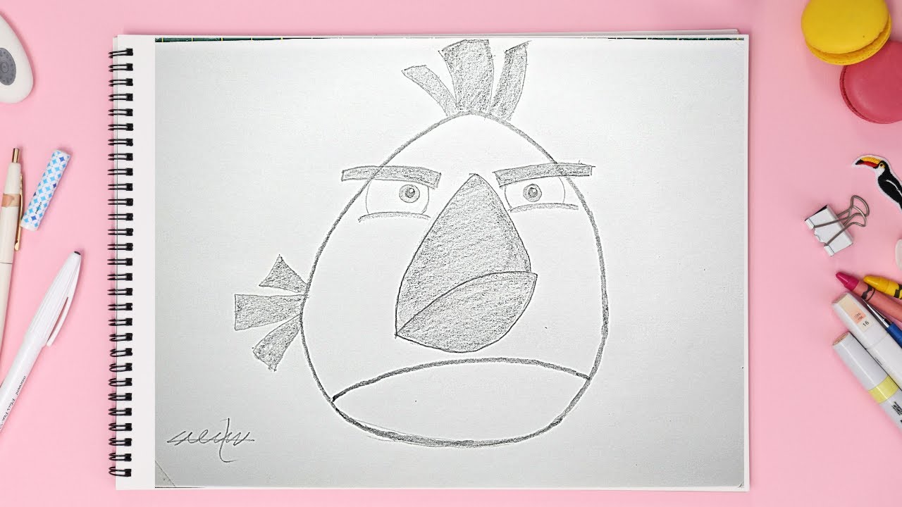 How to Draw Angry Birds Pencil - YouTube