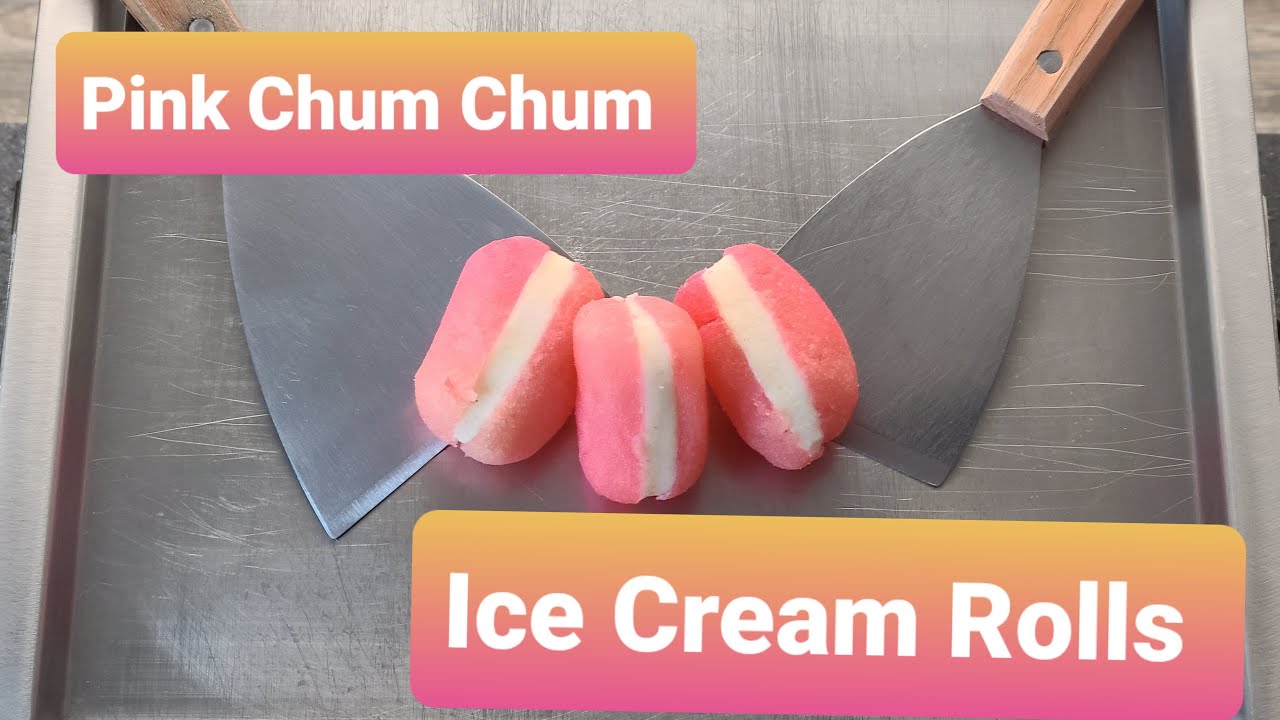 Homemade Pink Chum Chum Indian dessert Ice Cream Rolls using the TFCFL ...