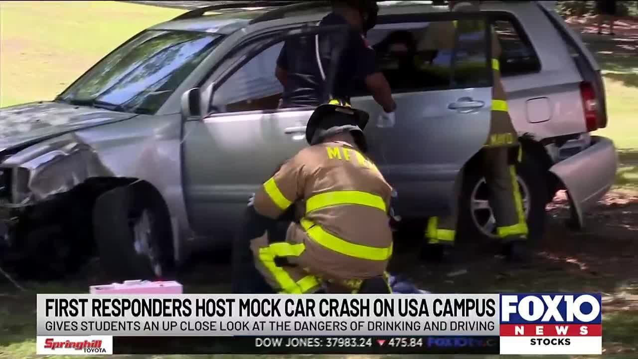 First responders host mock car crash on U campus - YouTube