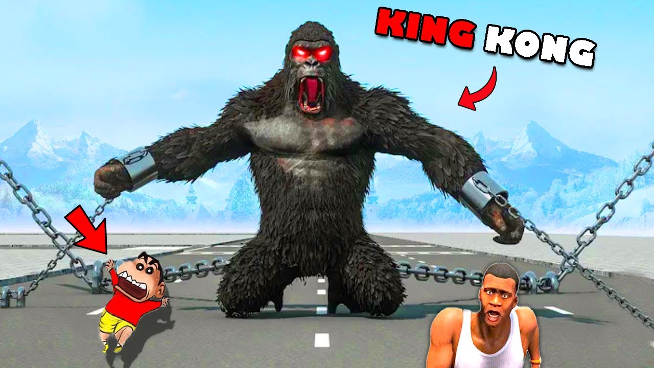 KING KONG vs GODZILLA & T-REX | KING KONG DESTROYING THE CITY RAMPAGE ...