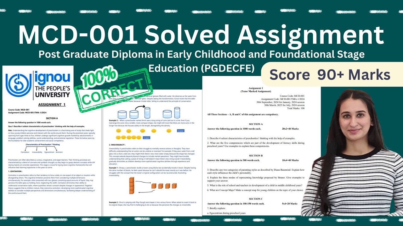 MCD-001 Solved Assignment 2024 PGDECFE IGNOU Level Up Learning Simran ...