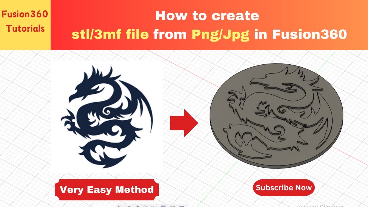 How to convert png/jpg to stl file in fusion360 for begginers | Very ...
