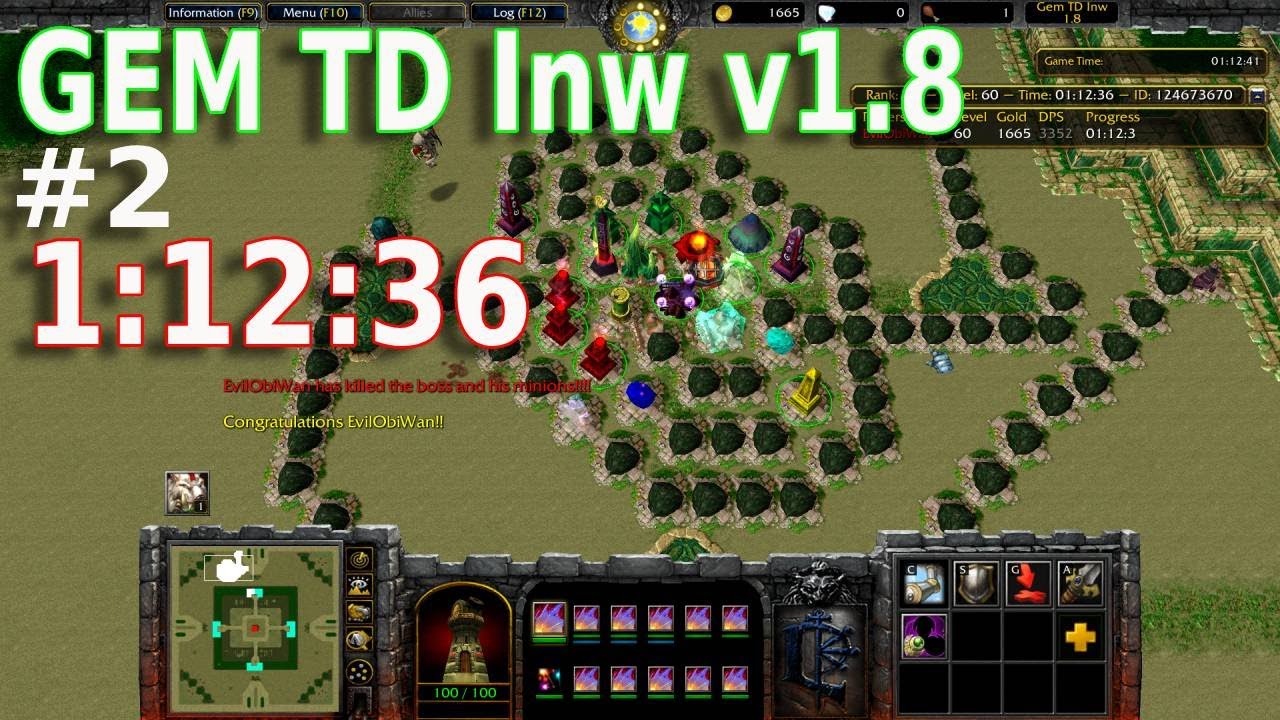 Warcraft 3 | Gem TD Inw v1.8 #2 | 1:12:36 - YouTube