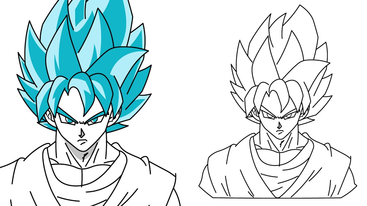How to Draw Goku (SSj Blue) - Dragon Ball | Art for Kids Drawing | Easy ...