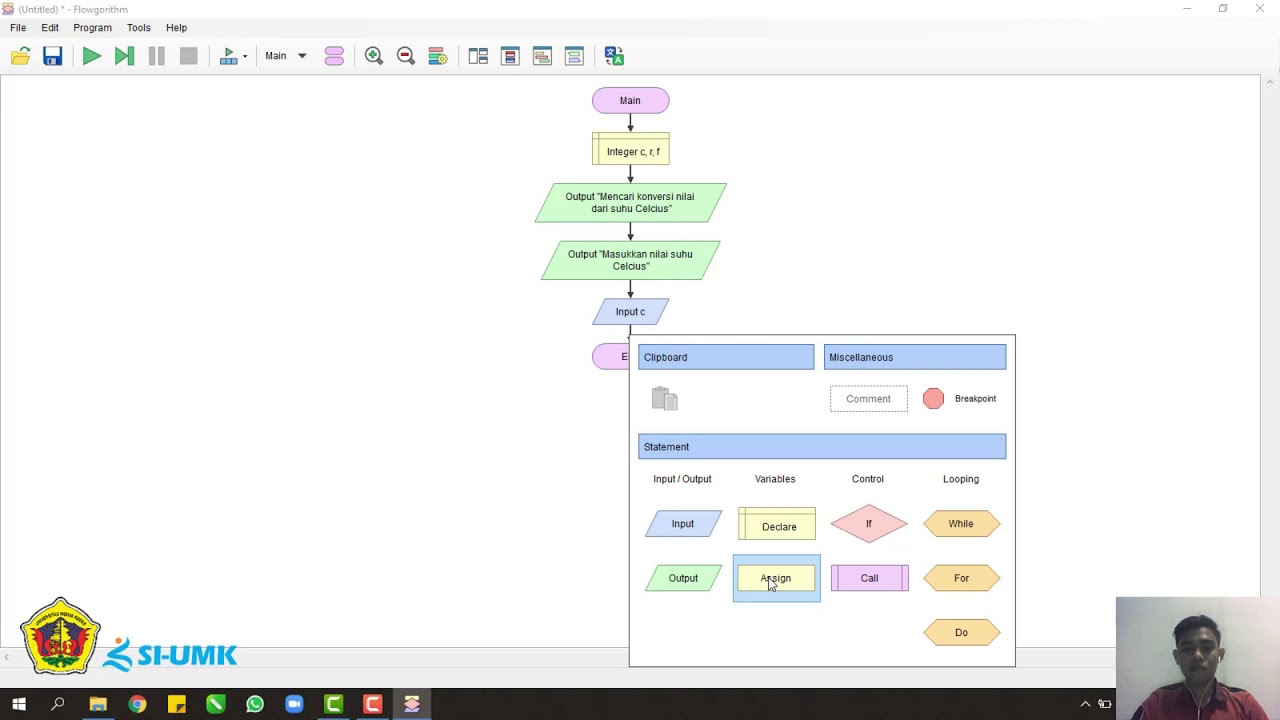 ALGORITMA PEMROGRAMAN | KASUS SEDERAHANA 2 ( MENGONVERSI SUHU ) - Flowgorithm - YouTube