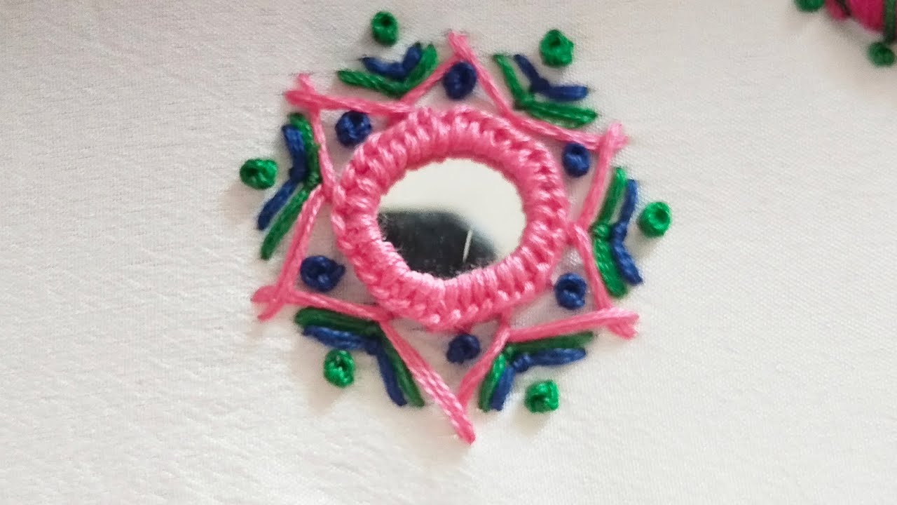 Beautiful Circle Mirrorwork Design. Hand embroidery mirrorwork design tutorial. Shisha work.👌👌 ...