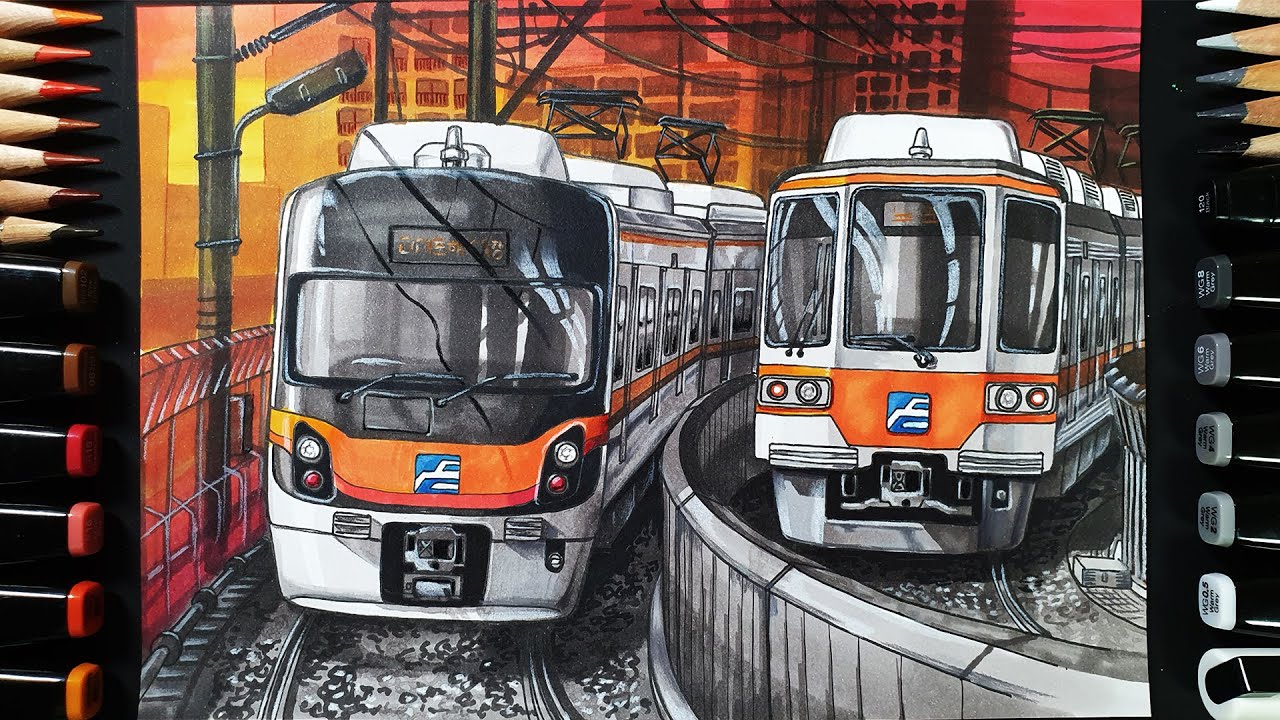 부산 도시철도 1호선 일러스트 그리기 (Busan metro line 1) _아트고 RAIL - YouTube