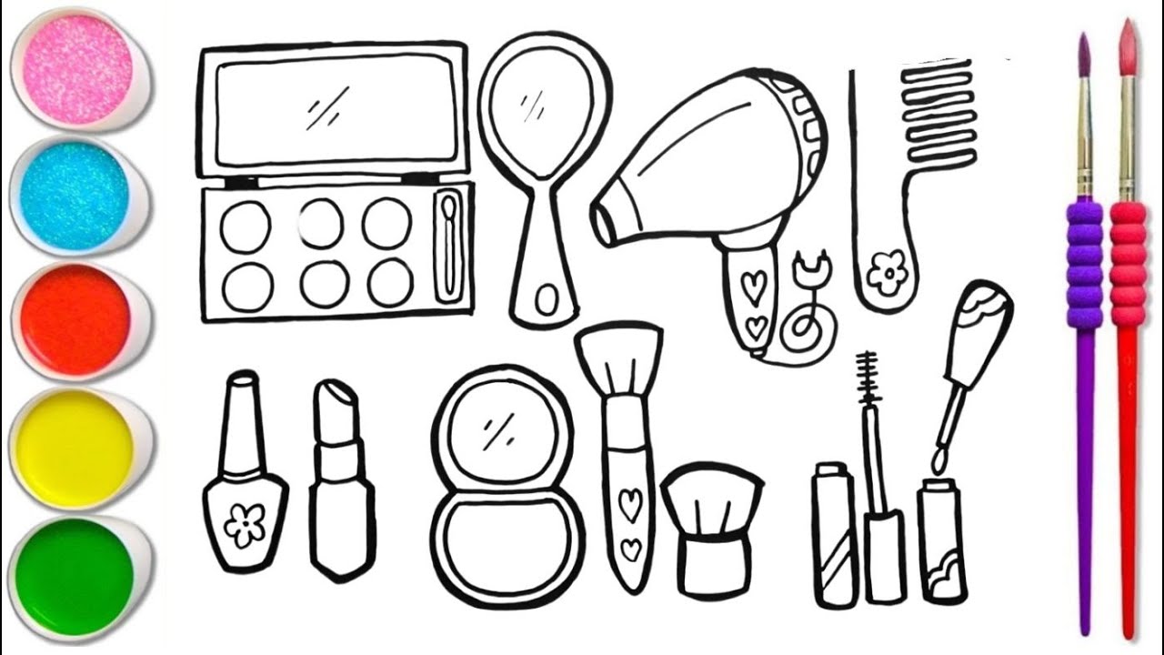 Makeup Kit Drawing and Coloring | How to Draw Makeup Kit Step by Step 💄 ...