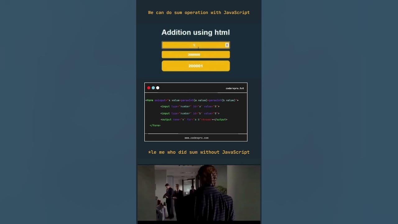 Sum operation in HTML Read More In Description #html #css #programming ...
