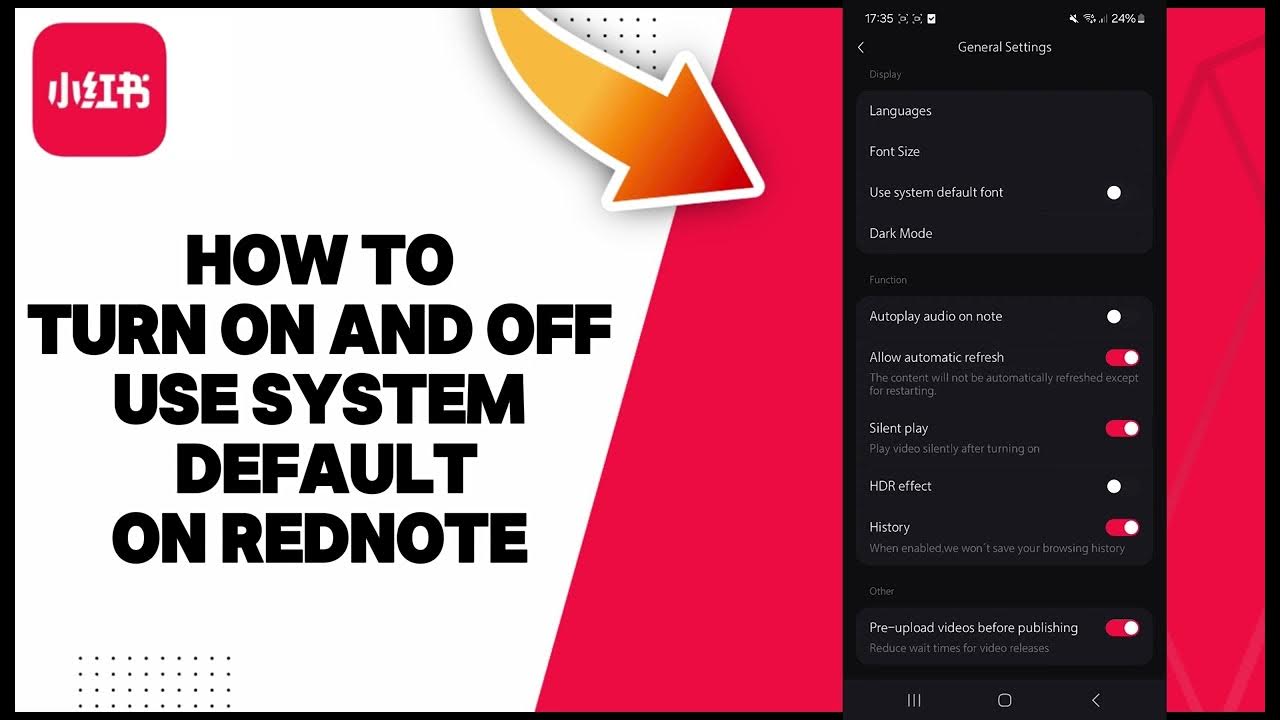 HOW TO TURN ON AND OFF USE SYSTEM DEFAULTON REDNOTE 2025 - YouTube