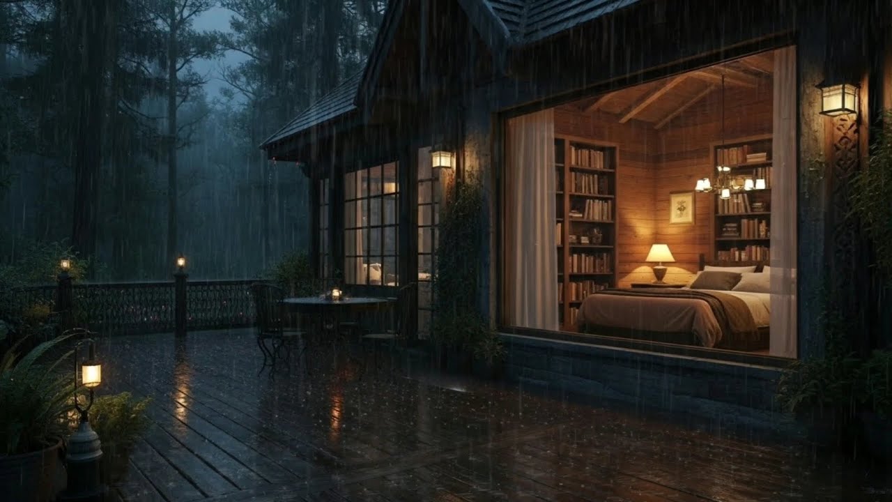 Peaceful Rainfall in the Forest Cabin | Drift Into Quiet Night Sleep ...