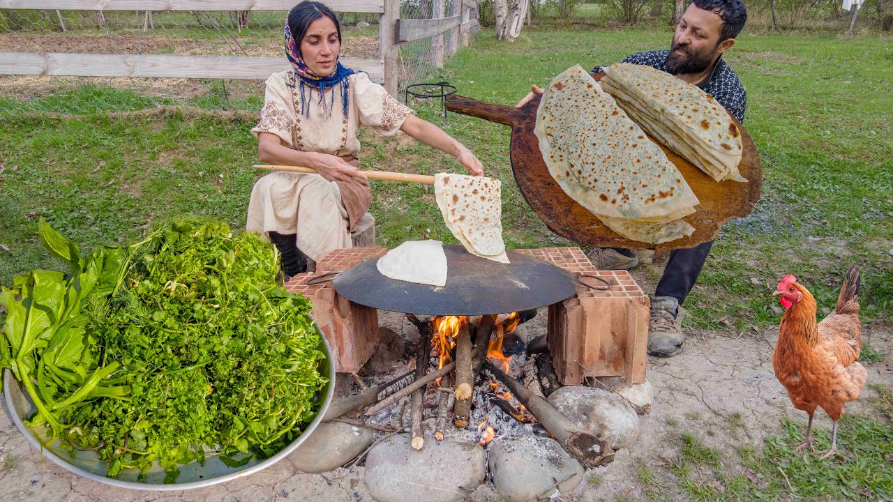 Traditional Azerbaijani Flatbread with Herbs Given by Wildlife - Gutab ...