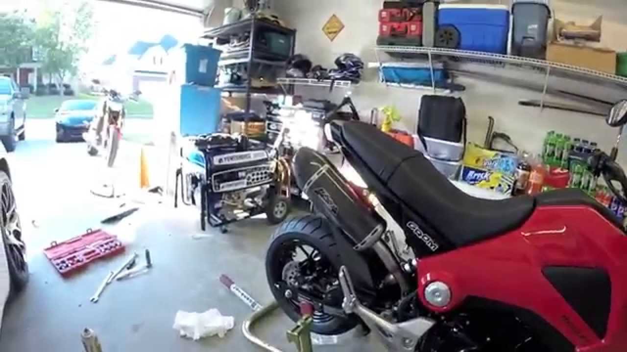 Honda GROM stock vs. full exhaust - YouTube