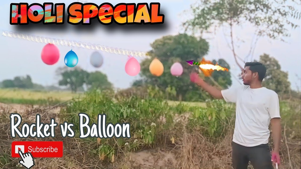 Rocket vs Balloons . Holi Special @MrExperimentsExtreme #magic # ...