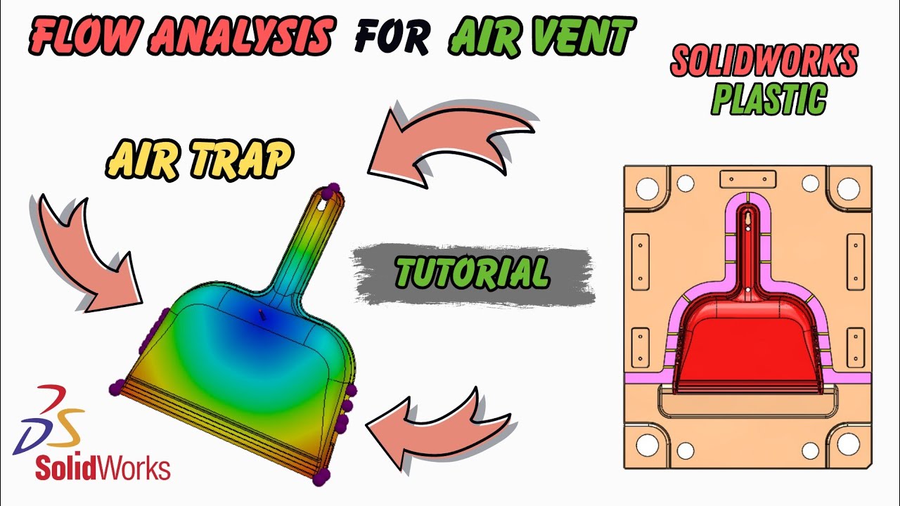 SolidWorks Plastic Tutorial - Flow Analysis for Air Vent Location - YouTube