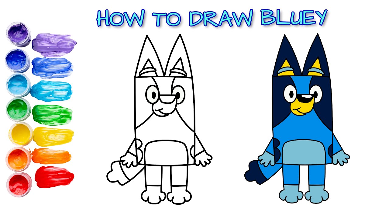 How To Draw Bluey Painting for Kids | Fun and Easy Art Tutorial - YouTube